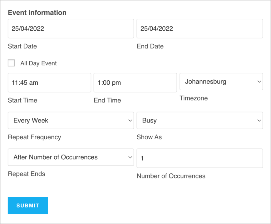 Gravity Forms Event Field – Create repeating events (free add-on!)