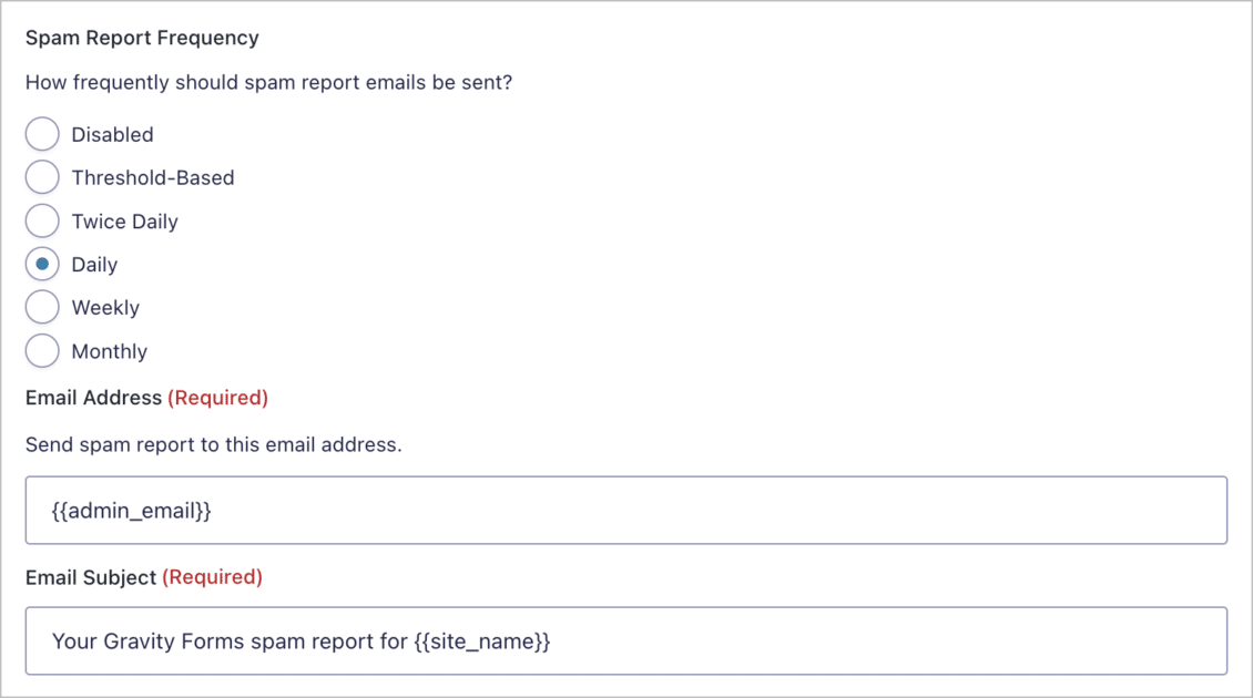 Gravity Forms Zero Spam 1.4: spam email reports - GravityKit