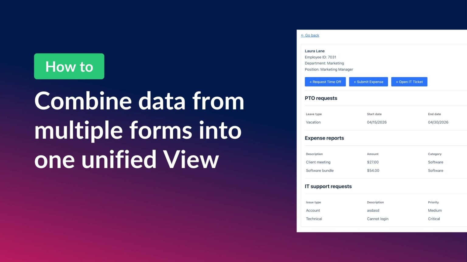 How to combine data from multiple forms into one unified View - GravityKit