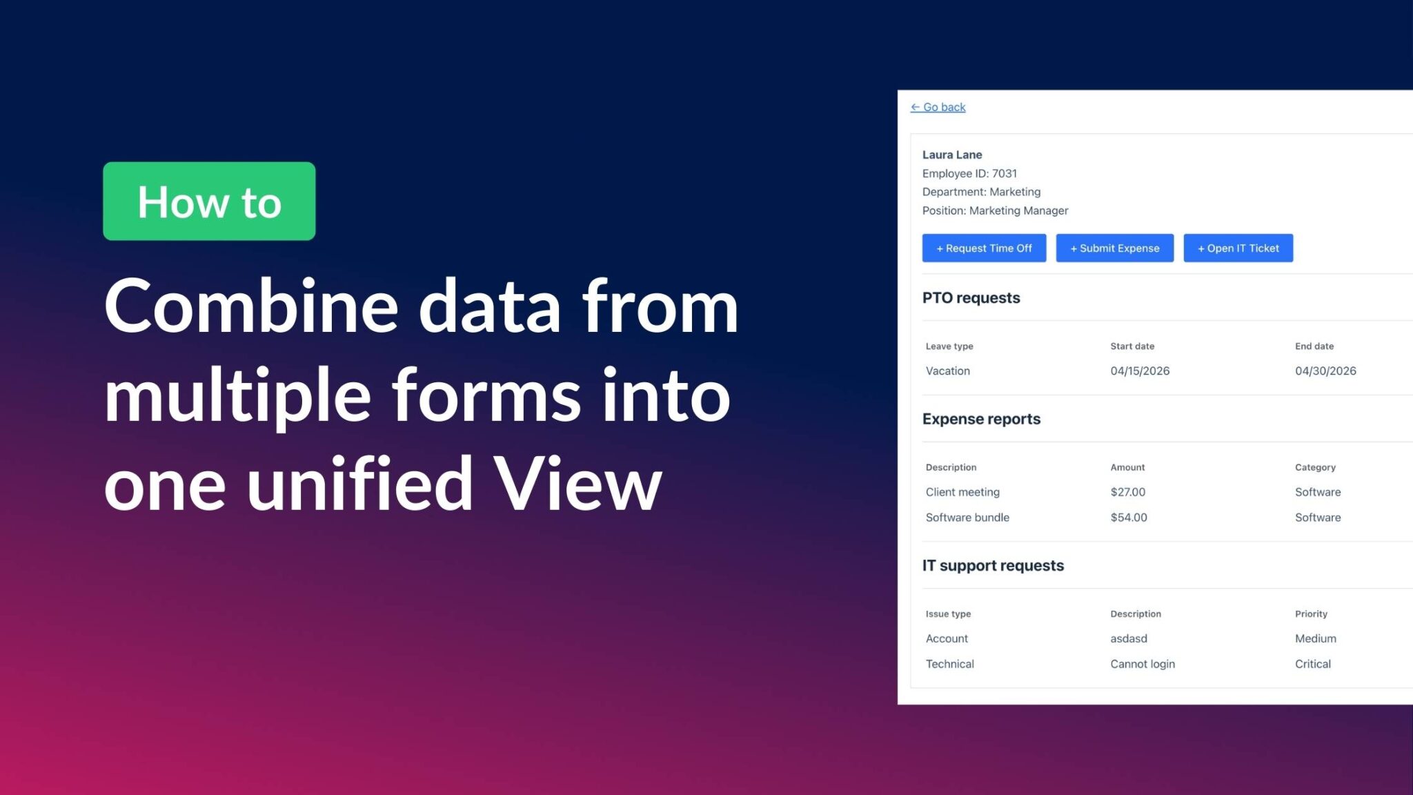 How to combine data from multiple forms into one unified View - GravityKit